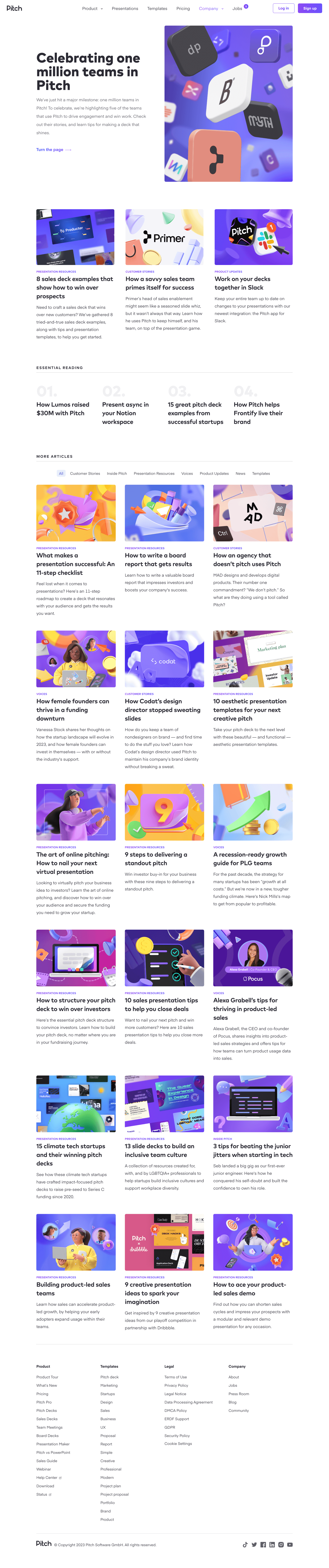 Pitch blog page - SaaS Landing Page