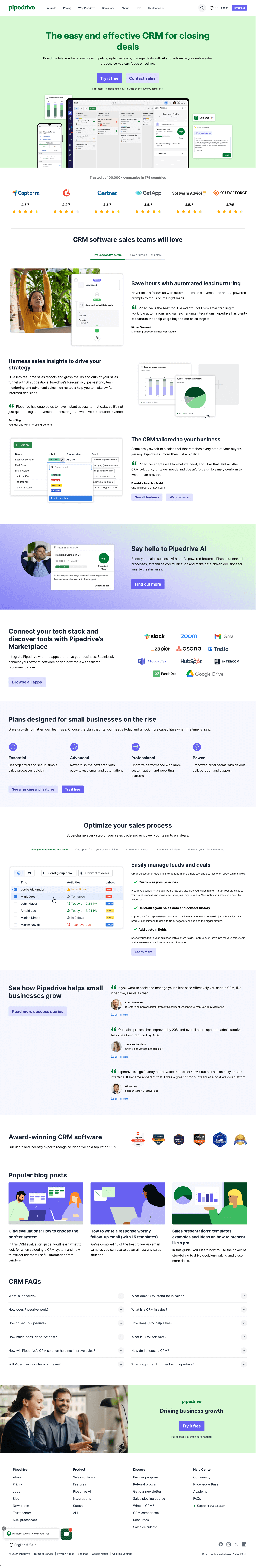 Pipedrive page - SaaS Landing Page