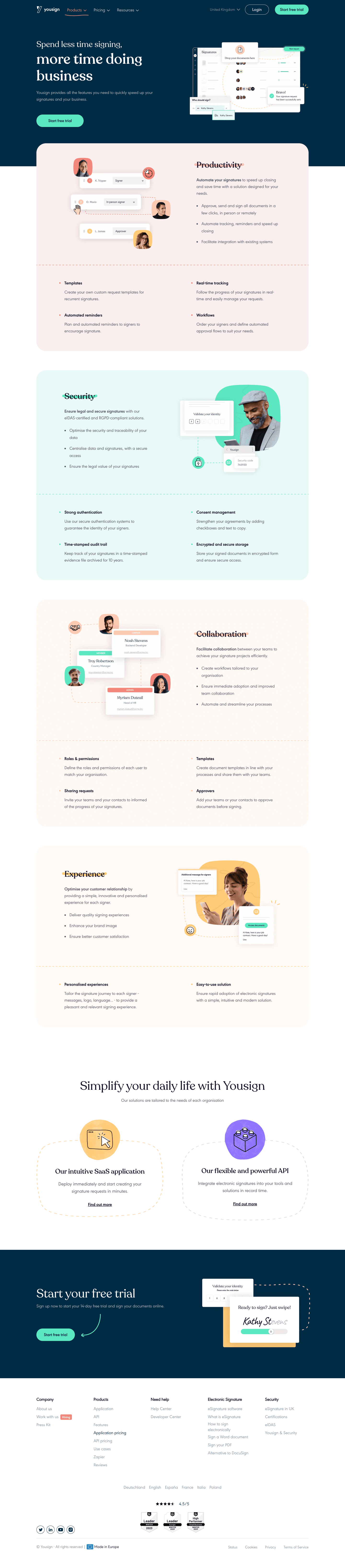 Yousign features page - SaaS Landing Page