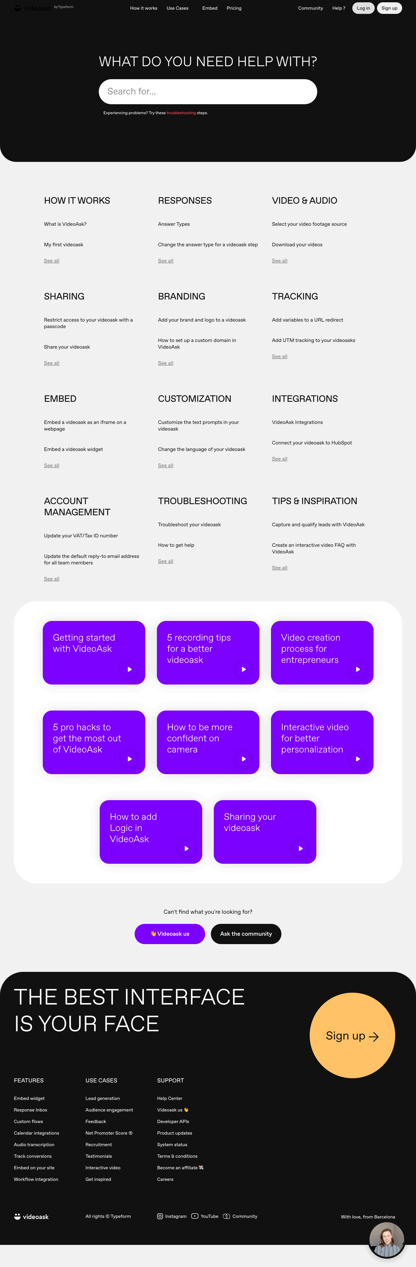 Videoask FAQ page - SaaS Landing Page