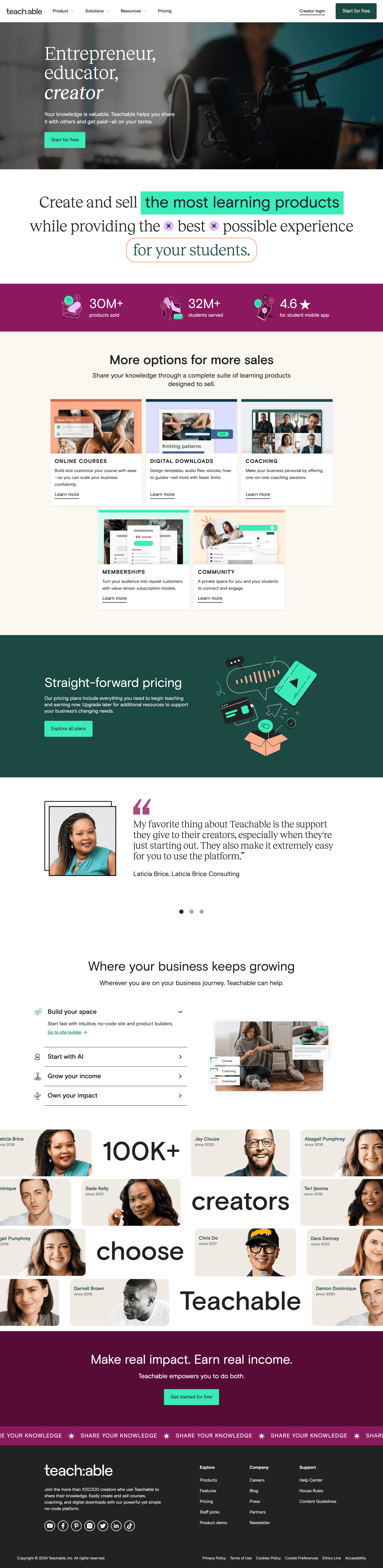 Teachable page - SaaS Landing Page