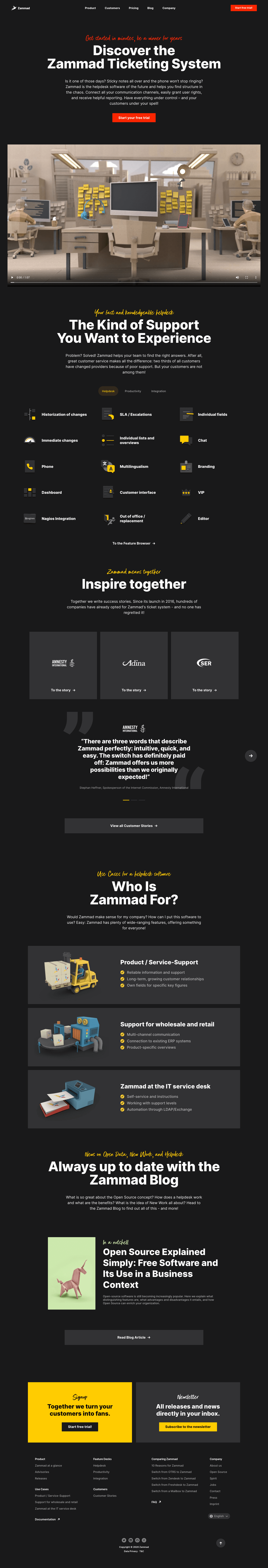 Zammad page - SaaS Landing Page