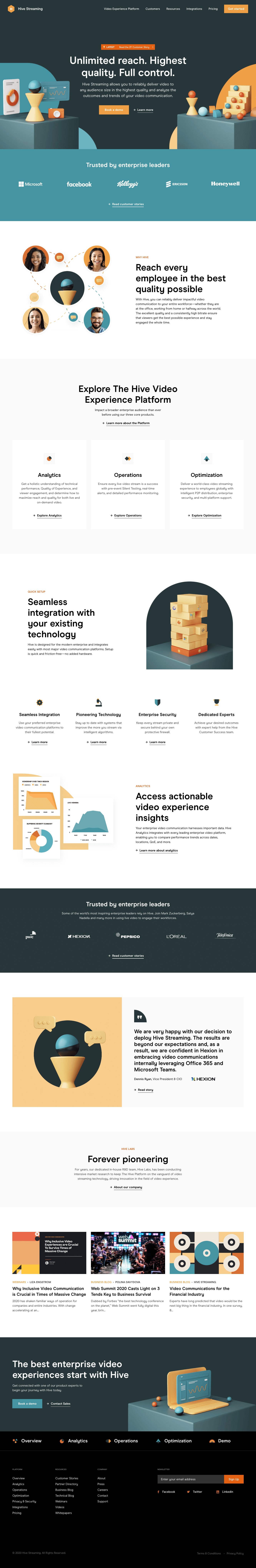 Hive Streaming page - SaaS Landing Page