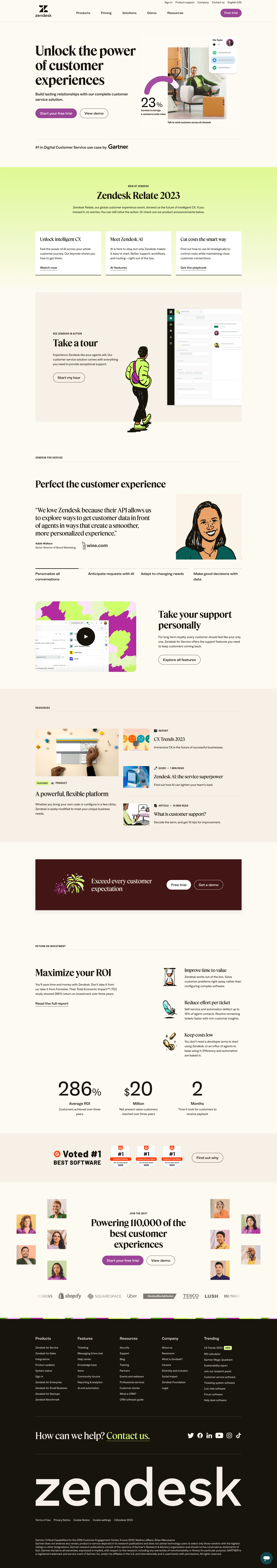 Zendesk page - SaaS Landing Page