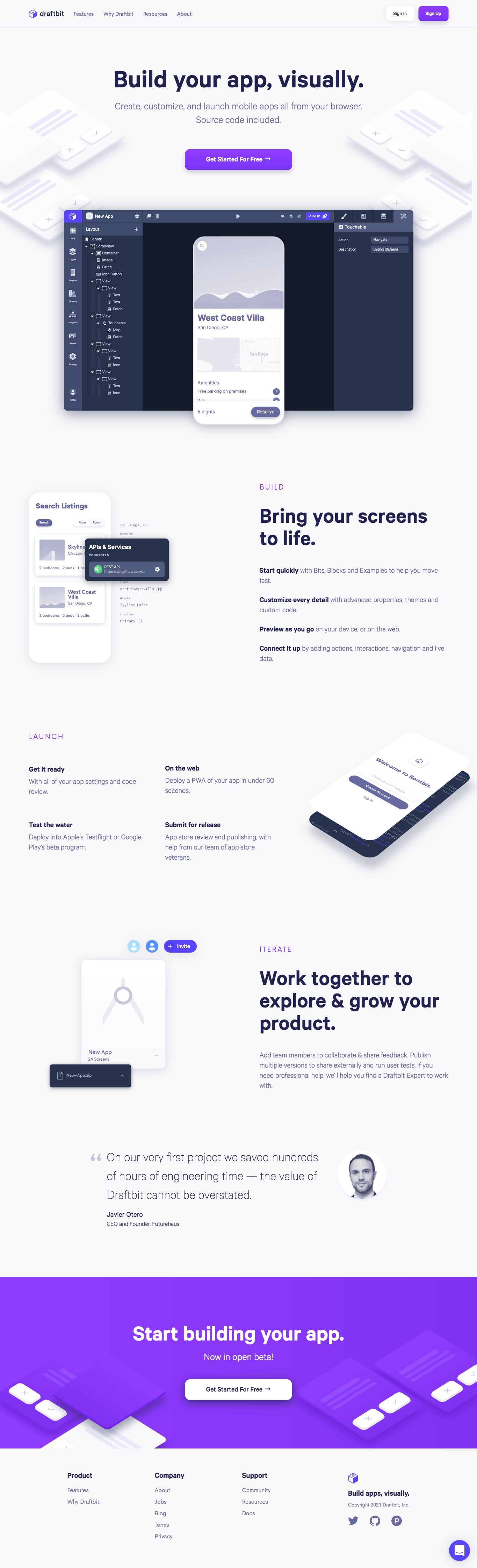 Draftbit Page Saas Landing Page