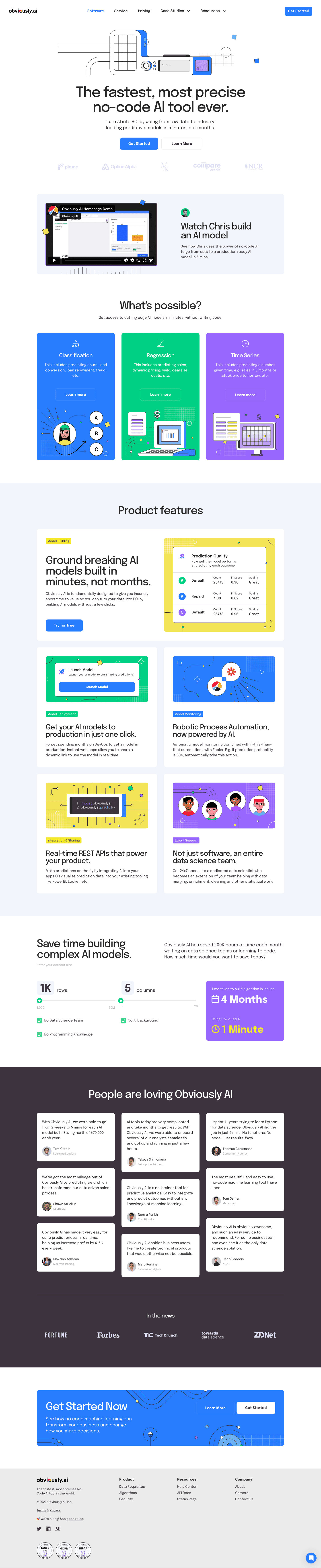 Obviously.ai page - SaaS Landing Page