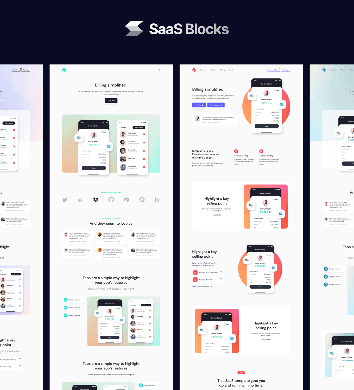 SaaS Blocks template - SaaS Landing Page