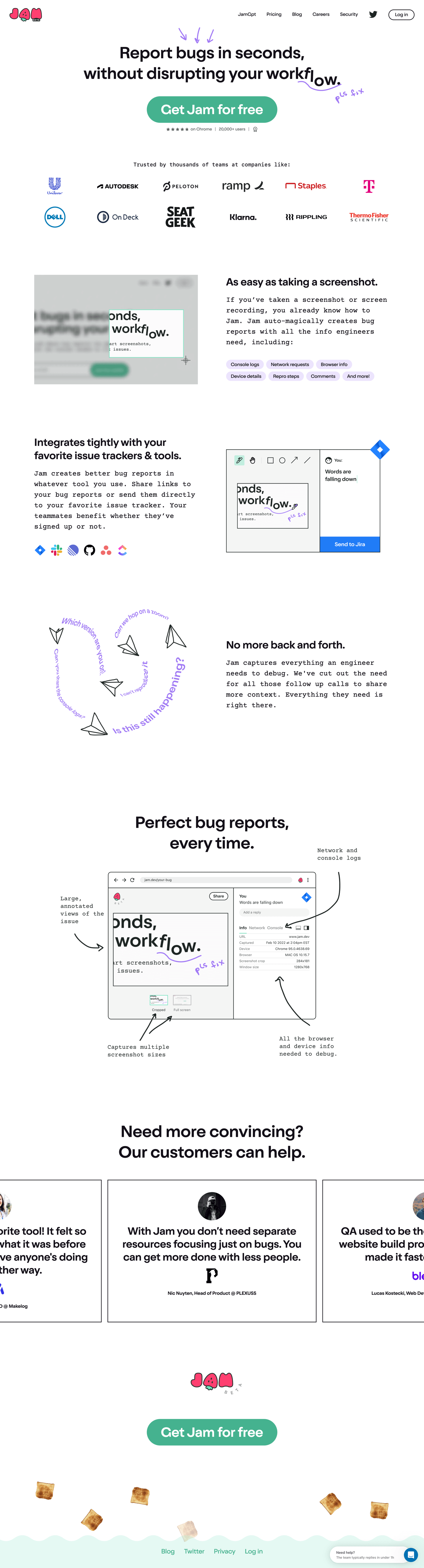 Jam page - SaaS Landing Page