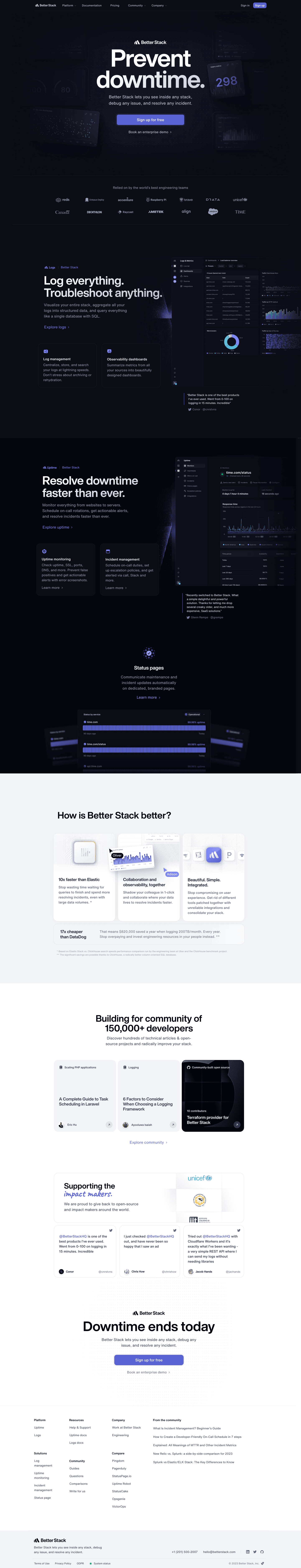 Better Stack Page Saas Landing Page