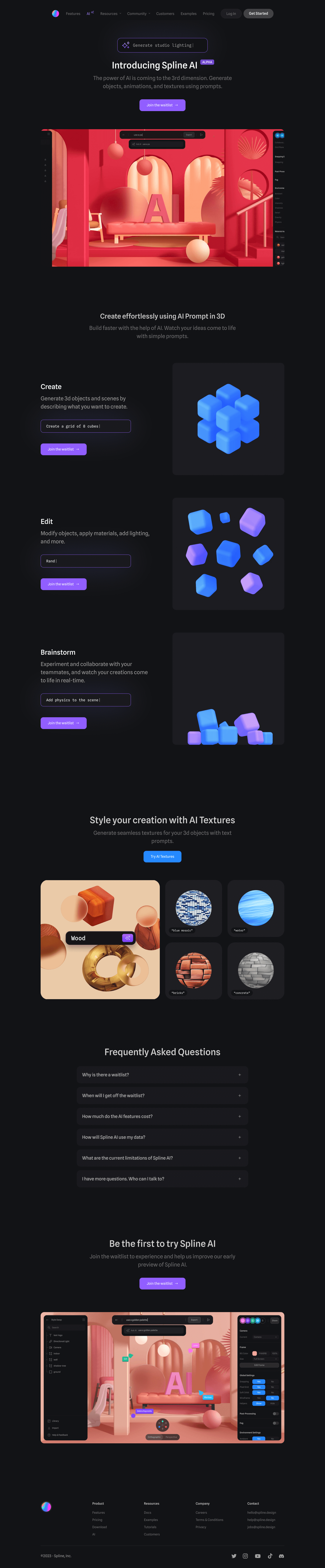 Spline AI page - SaaS Landing Page