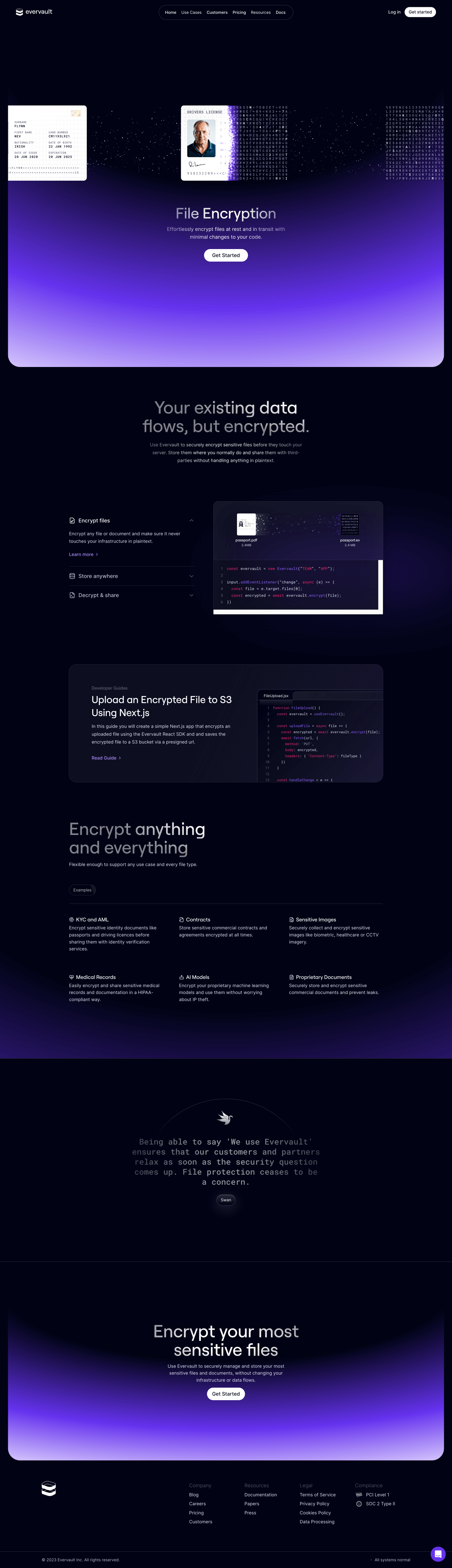 Evervault features page - SaaS Landing Page