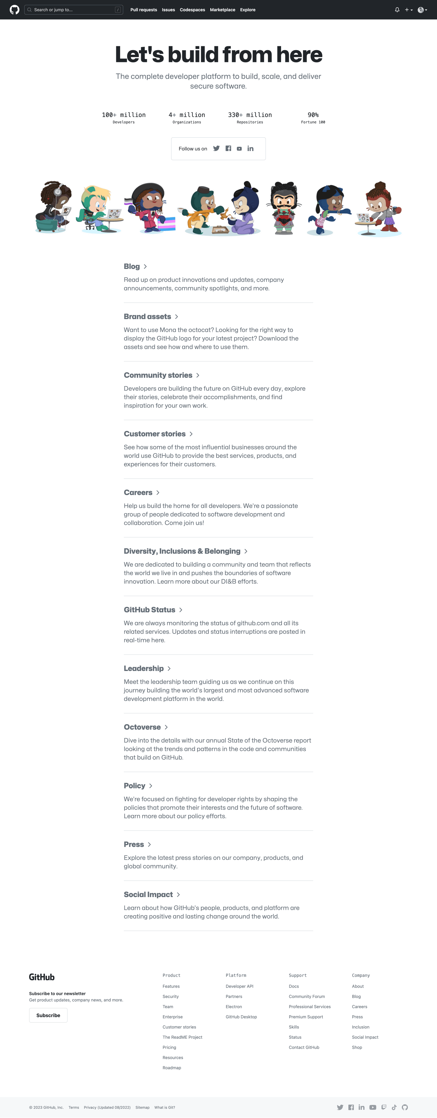 Github About Us Page Saas Landing Page