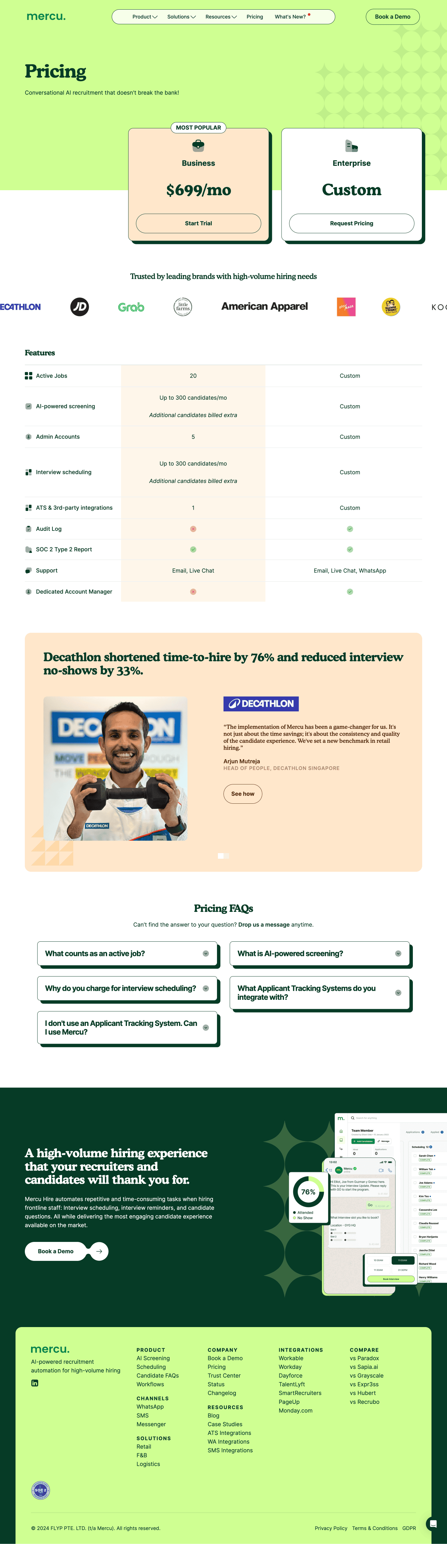 Mercu pricing page - SaaS Landing Page