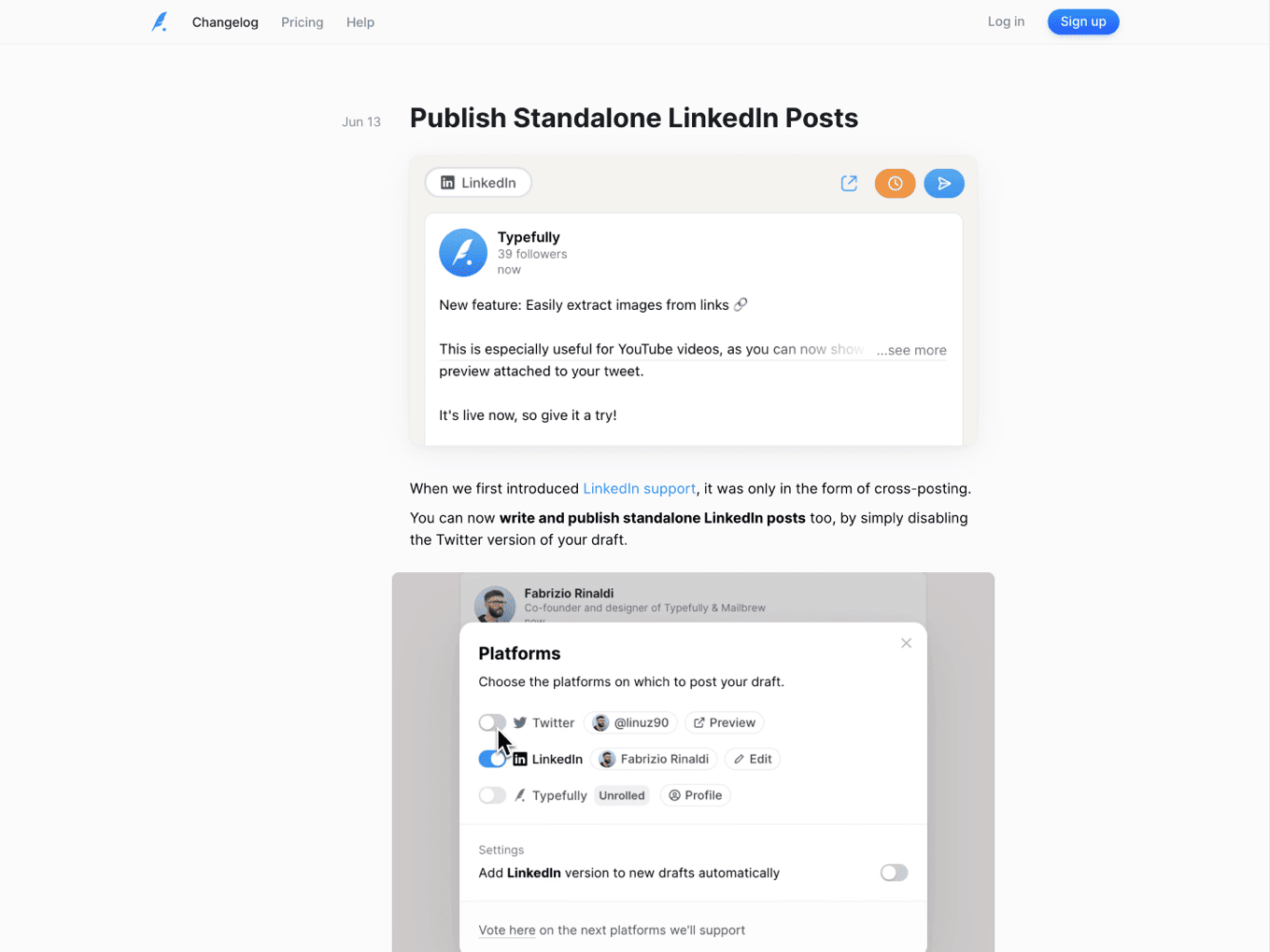 Superb Changelog Examples for Design Inspiration - SaaS Landing Page