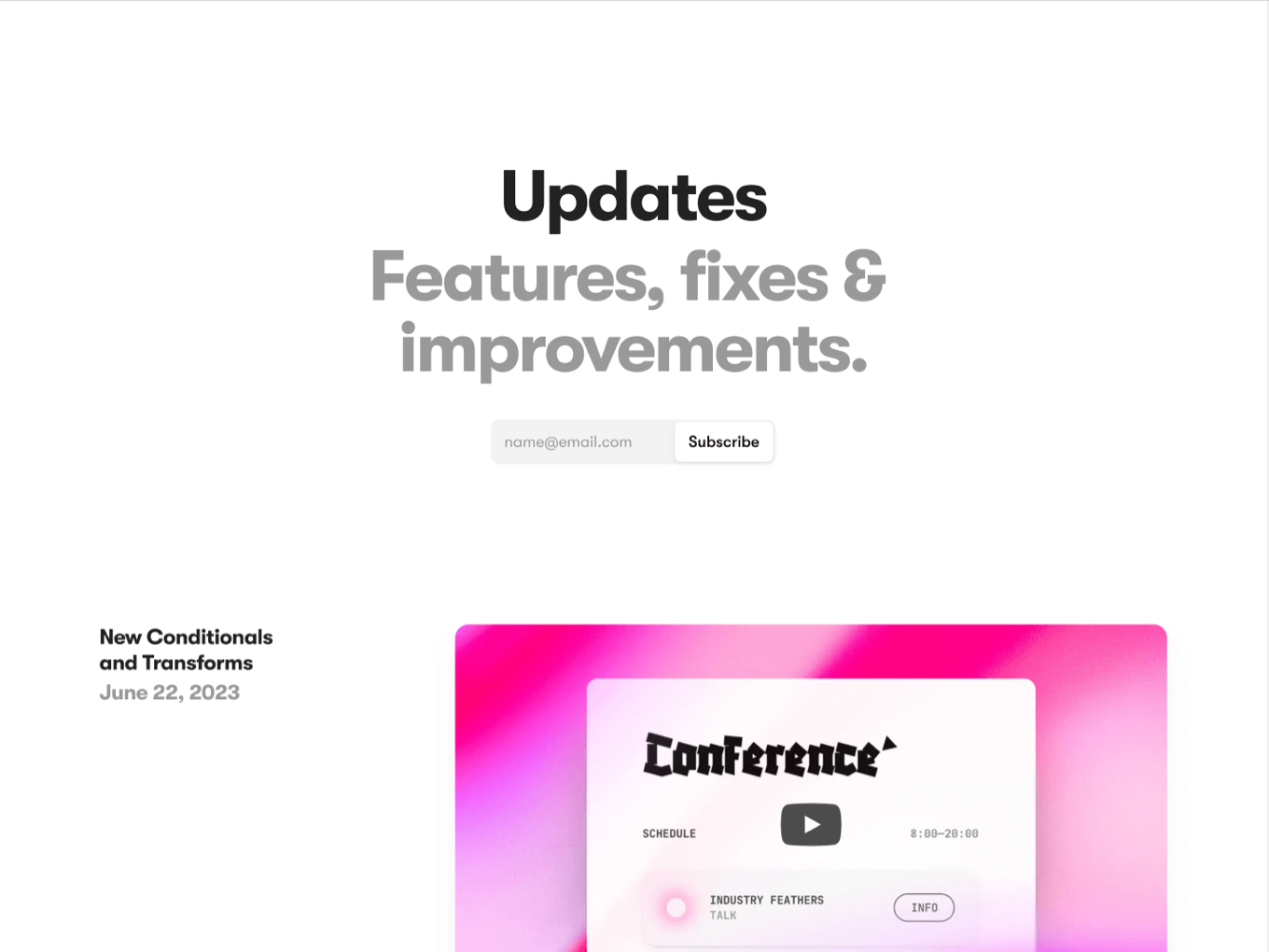 Superb Changelog Examples for Design Inspiration - SaaS Landing Page
