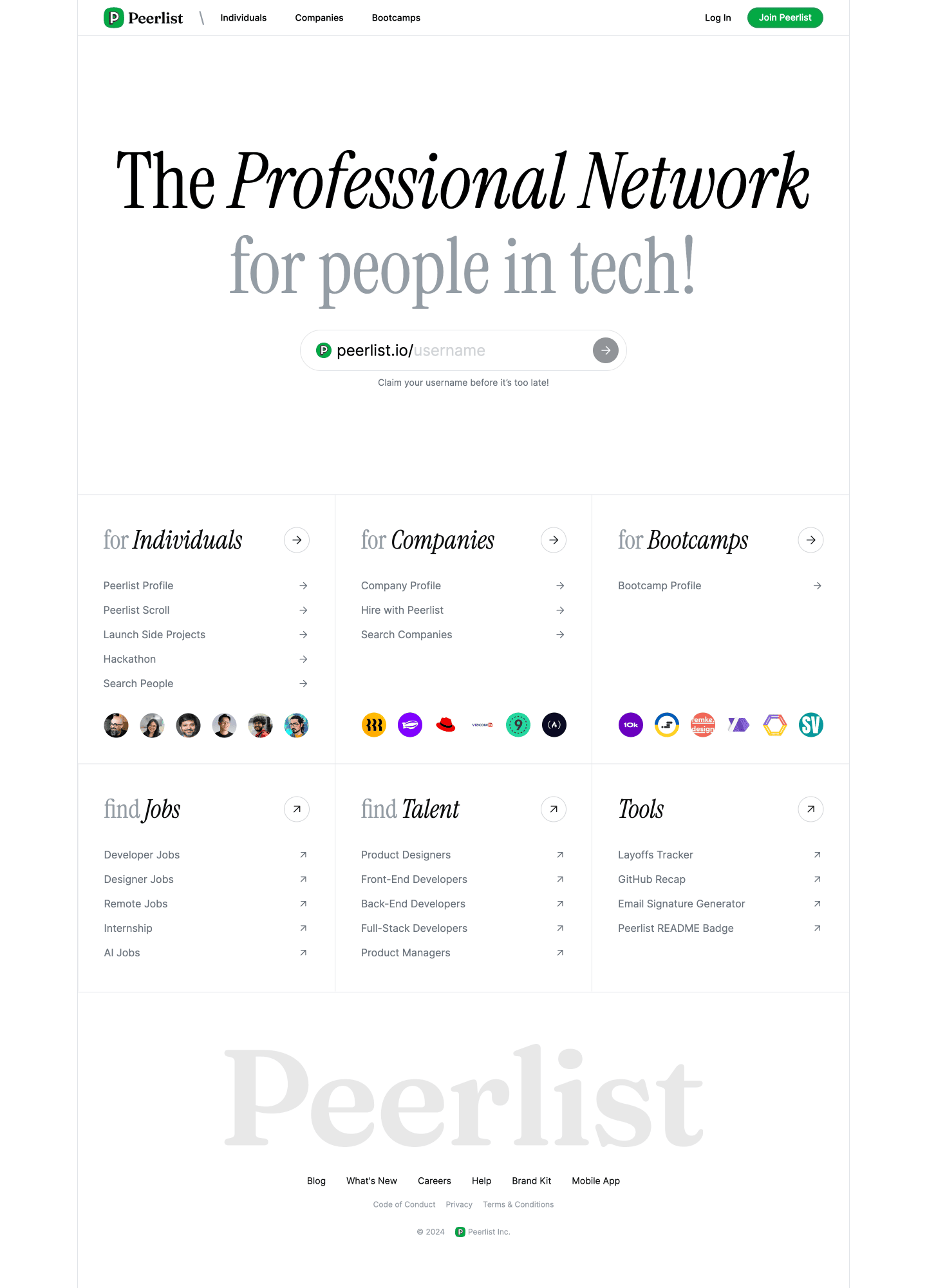 Peerlist page - SaaS Landing Page