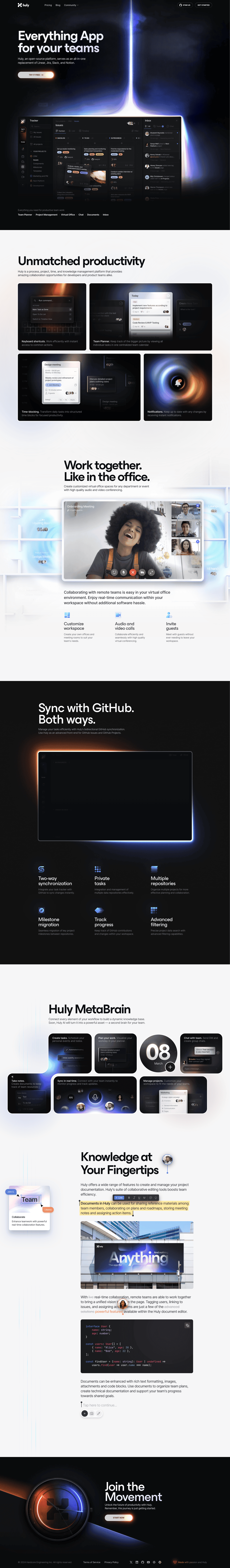 Huly page - SaaS Landing Page