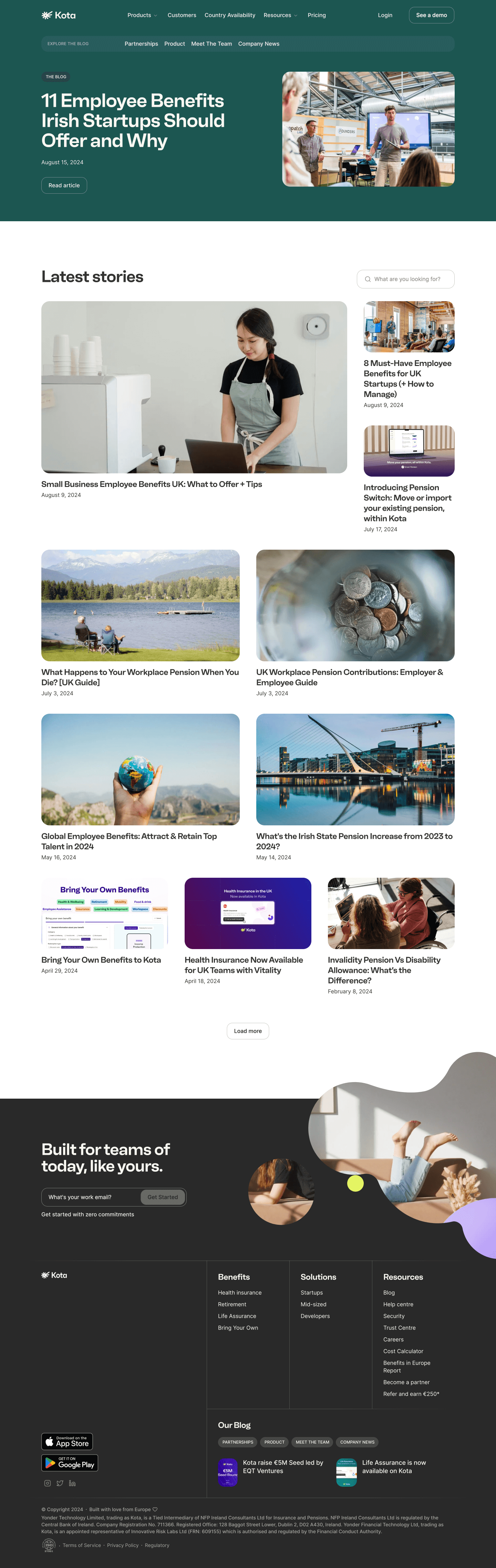 Kota blog page page - SaaS Landing Page