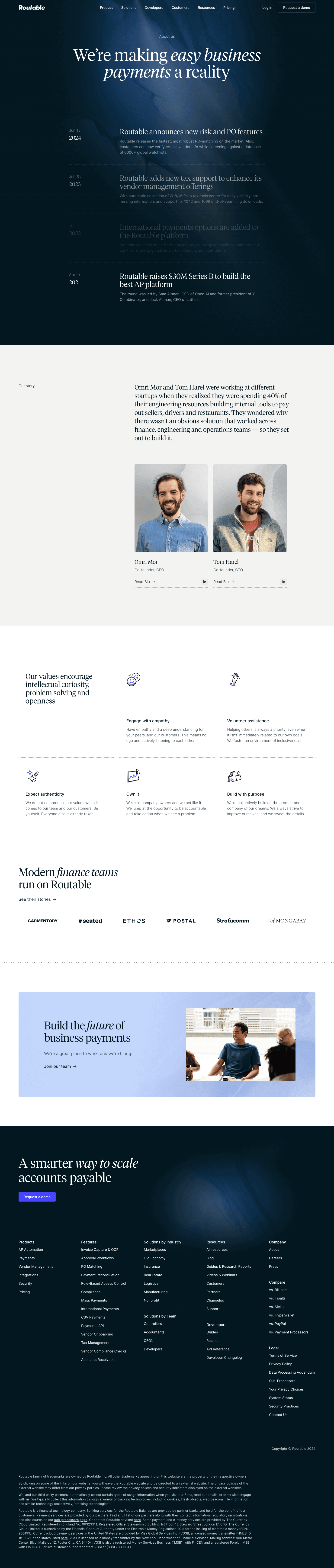 Routable about us page - SaaS Landing Page