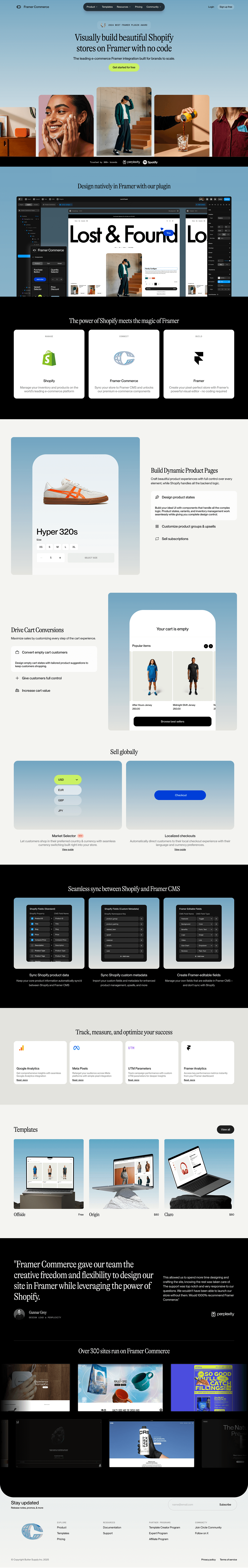 Framer Commerce page - SaaS Landing Page