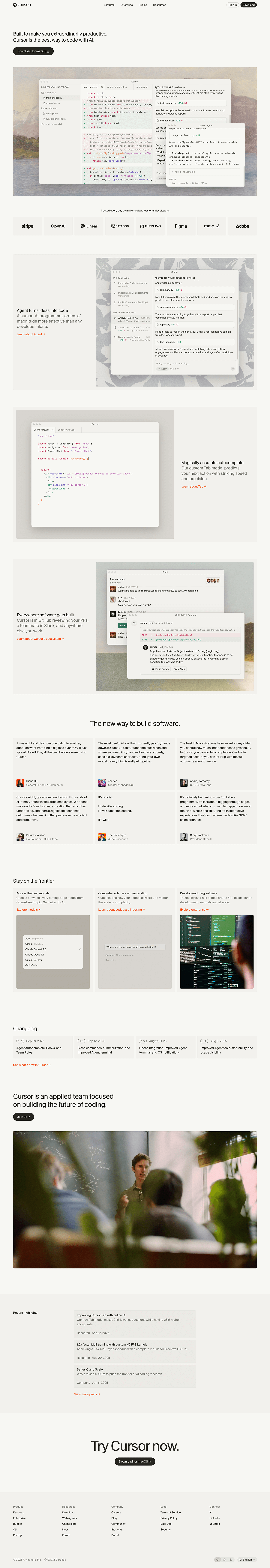 Cursor page - SaaS Landing Page