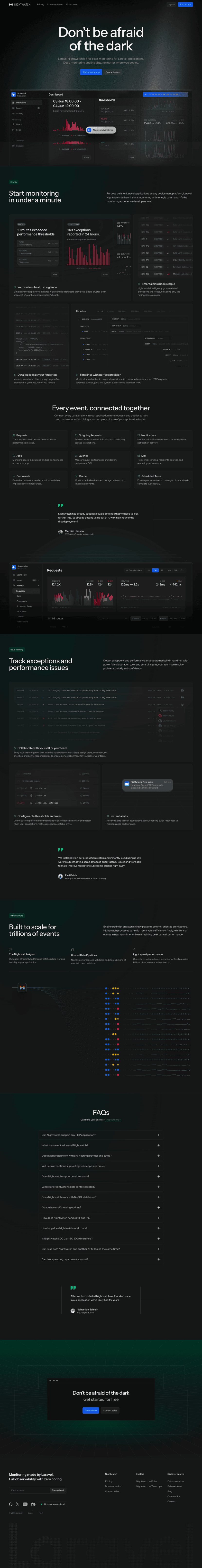 Laravel Nigthwatch page - SaaS Landing Page