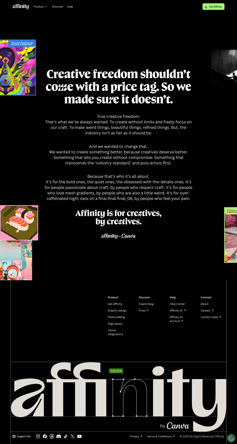 Affinity about us page - SaaS Landing Page