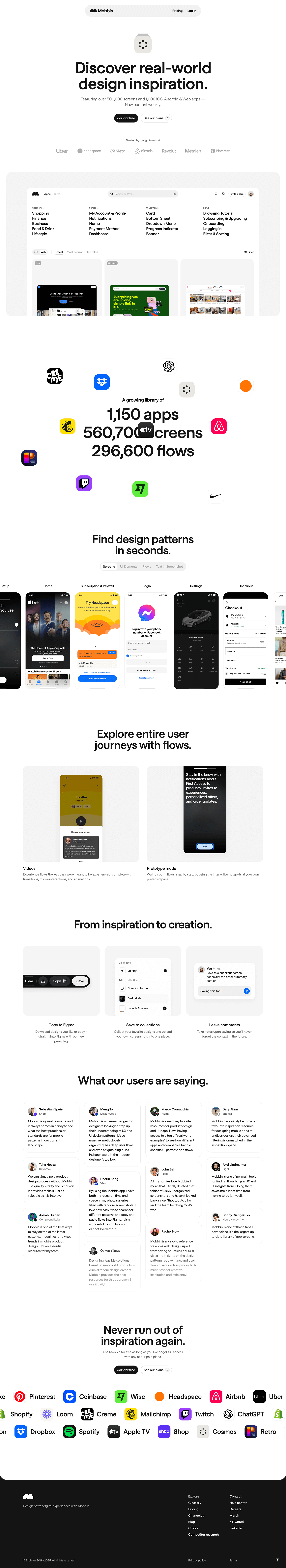 Mobbin page - SaaS Landing Page